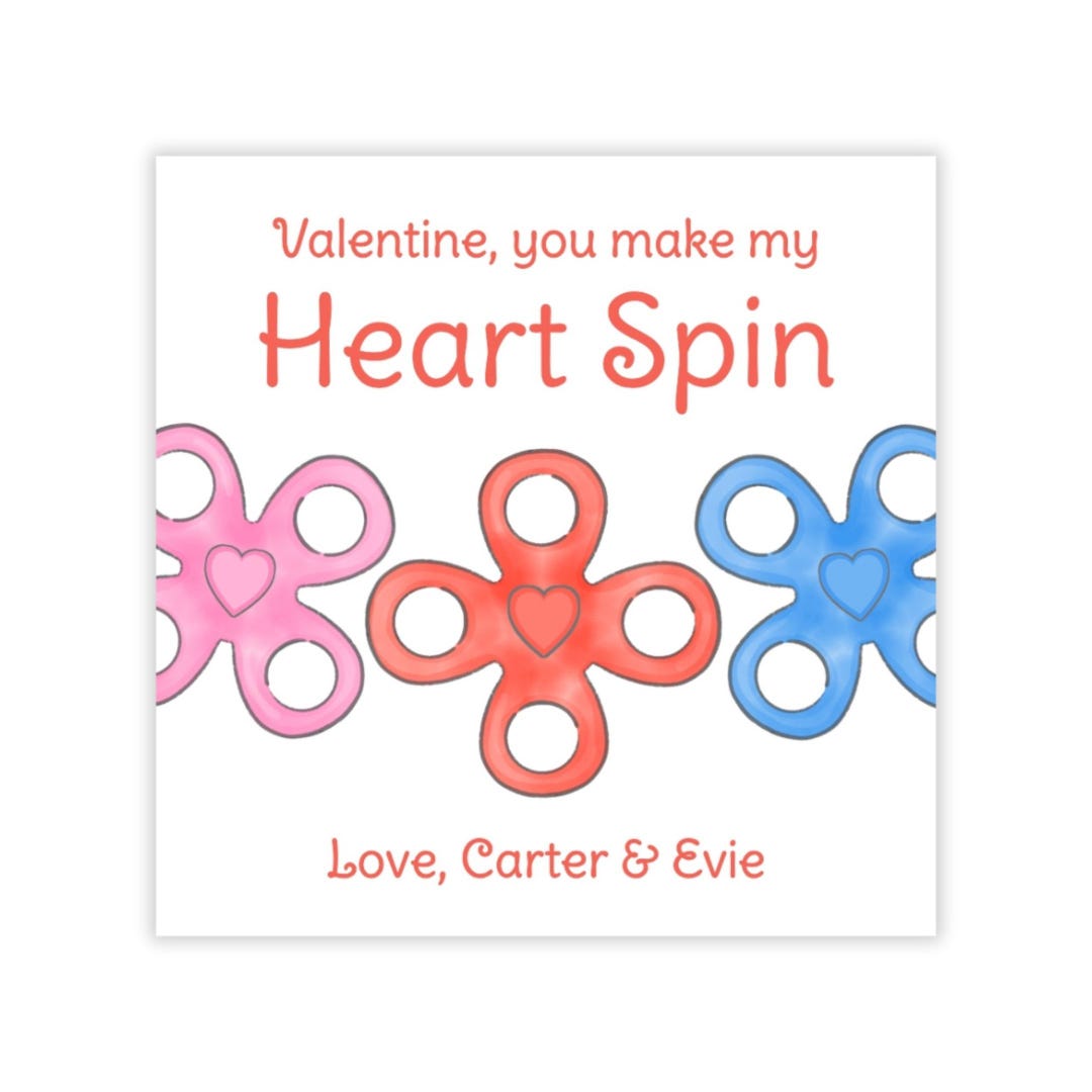 Printable Valentines Day Card for Kids, Fidget Spinner Valentines ...