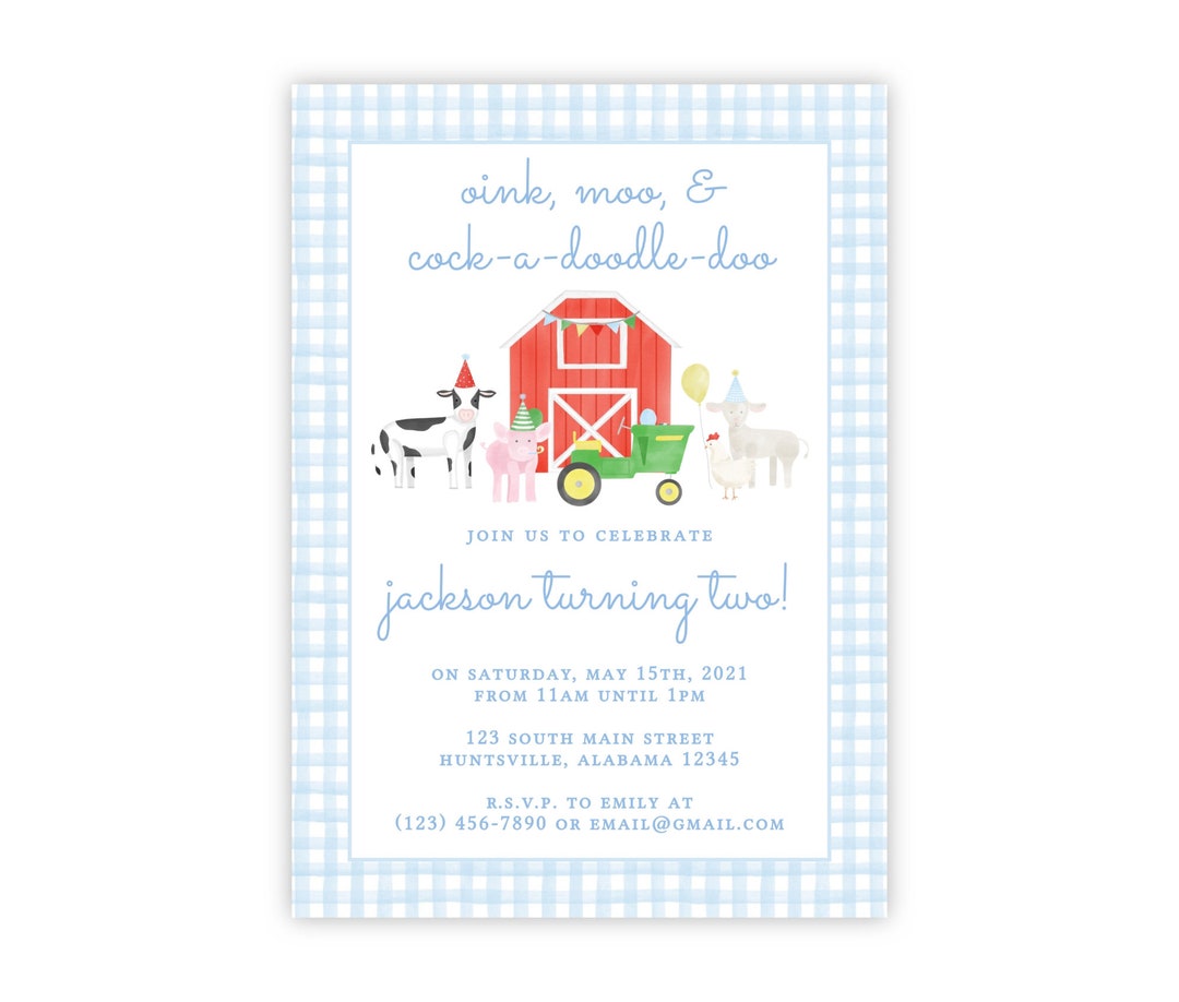 Printable Farm Birthday Invitation, Farm Birthday Party Invitation ...