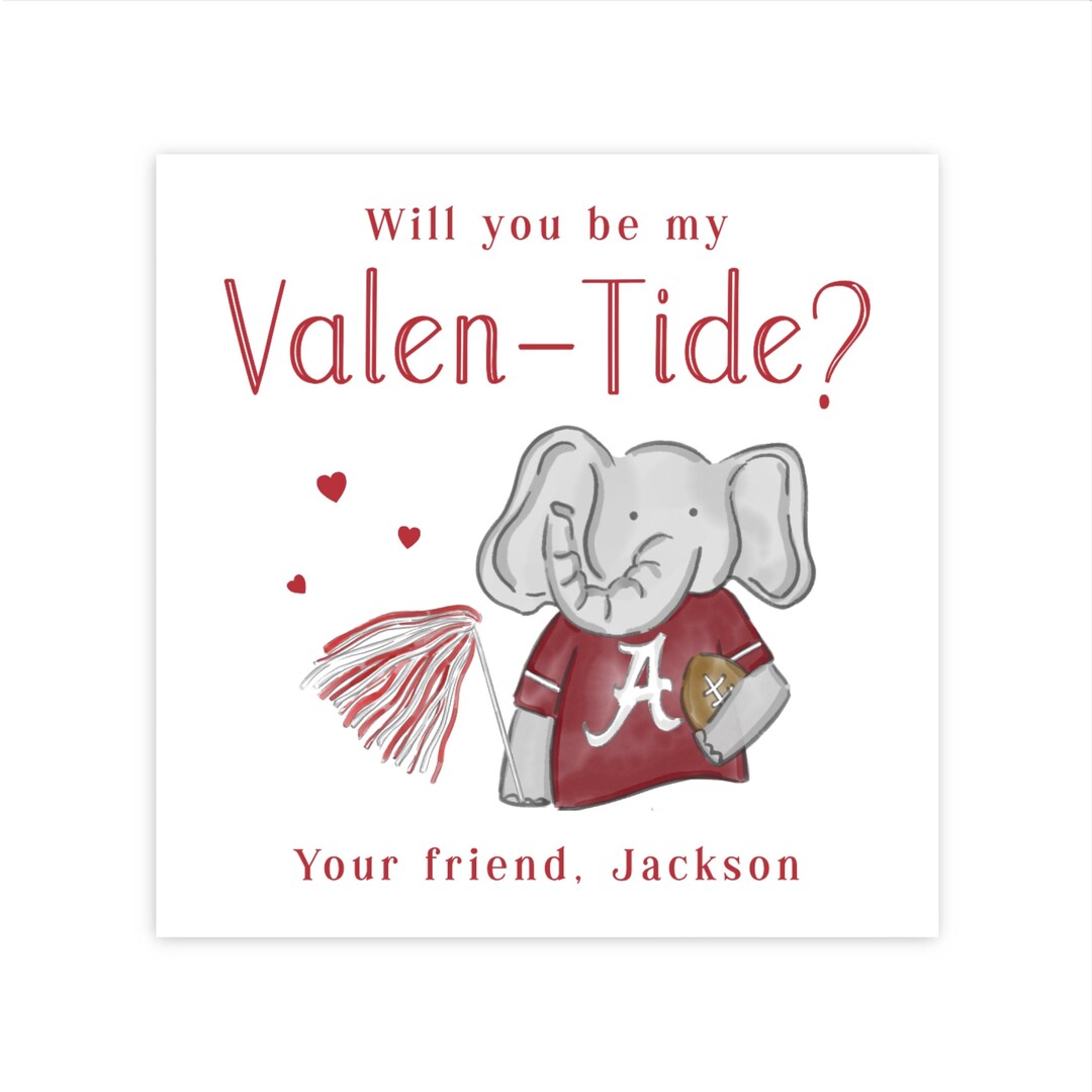 OFFICIALLY LICENSED University of Alabama Printable Valentine Tag ...