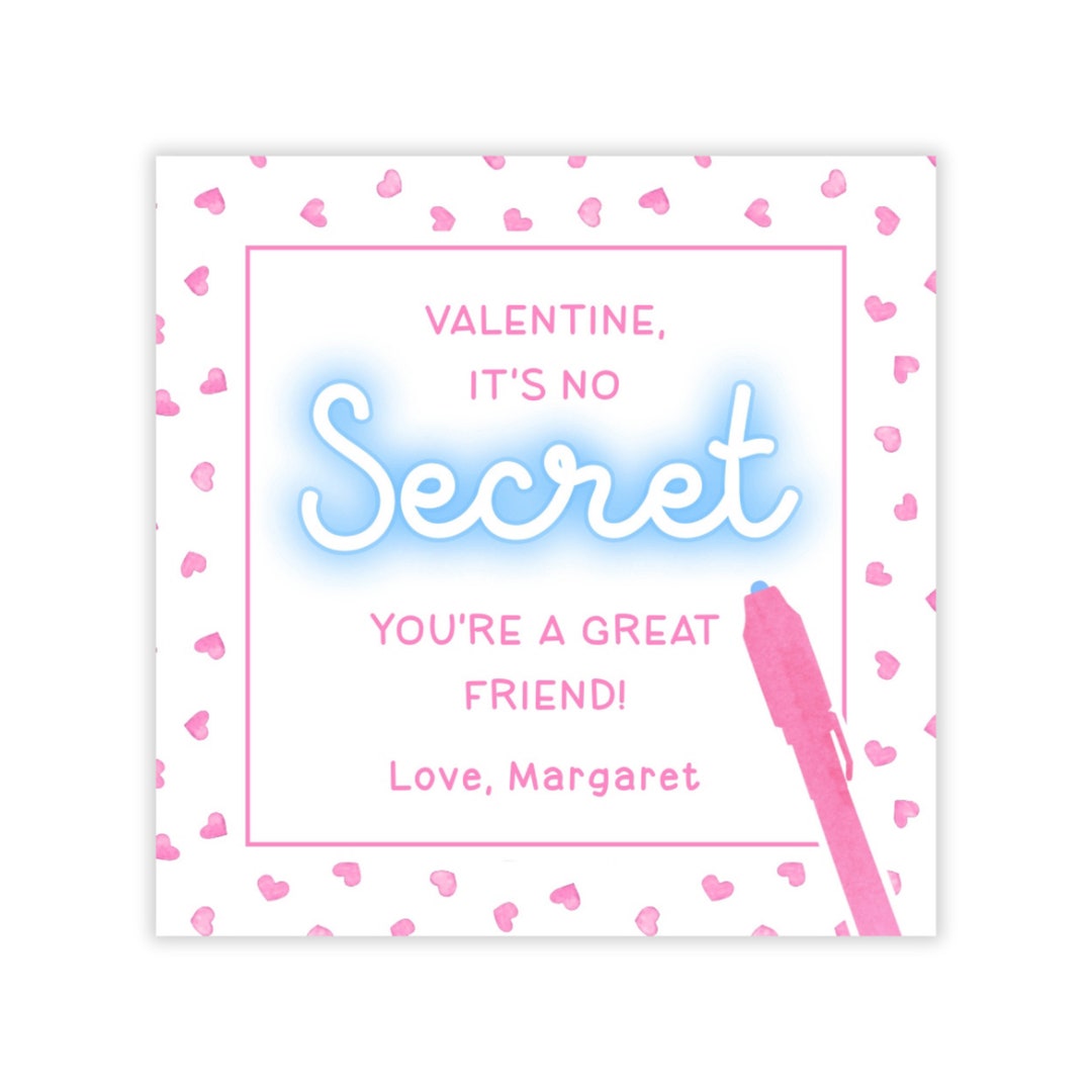 Printable Invisible Ink Valentines, Spy Valentines, Invisible Ink Pen ...