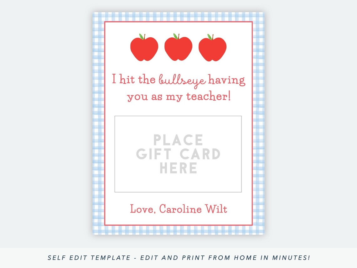 Printable Teacher Gift Card Holder Teacher Appreciation Gift - Etsy