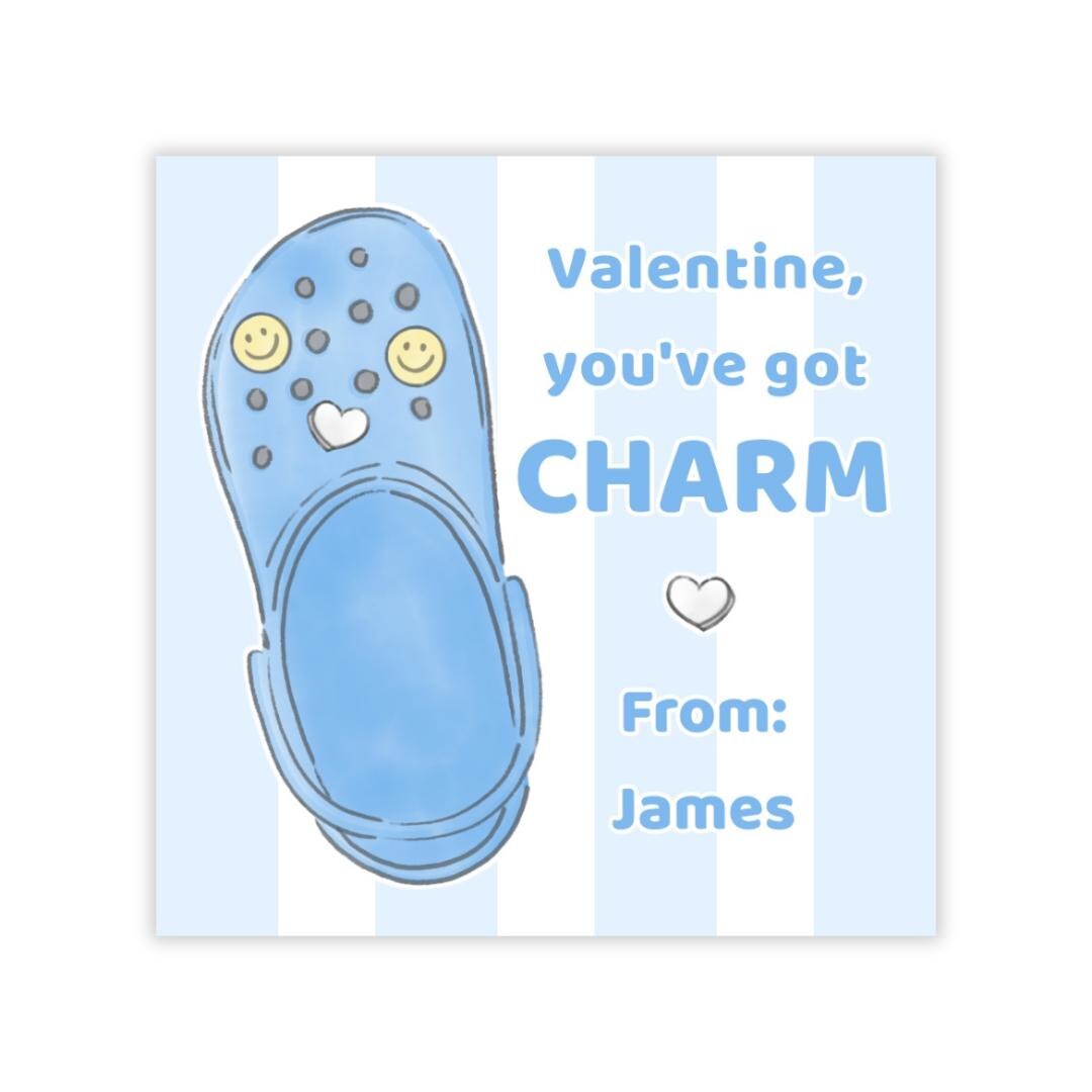 Printable Valentines Day Cards for Kids, Custom Shoe Charm Valentine ...