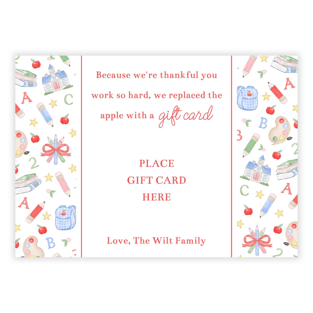 Printable Teacher Gift Card Holder Template, Teacher Appreciation Week ...