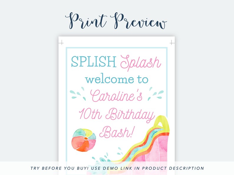 Printable Waterslide Party Sign Waterslide Birthday Party | Etsy
