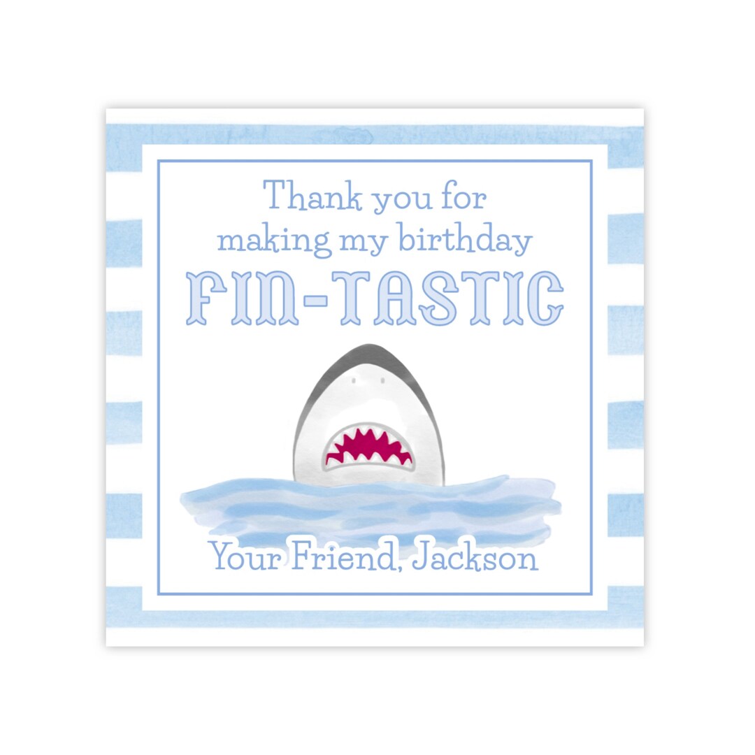 Printable Shark Party Favor Tag, Shark Birthday Party Favors, Shark ...