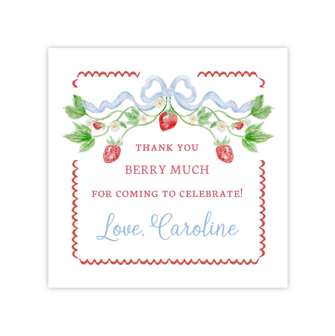 Printable Strawberry Birthday Party Favor Tags, Strawberry Party Favors ...