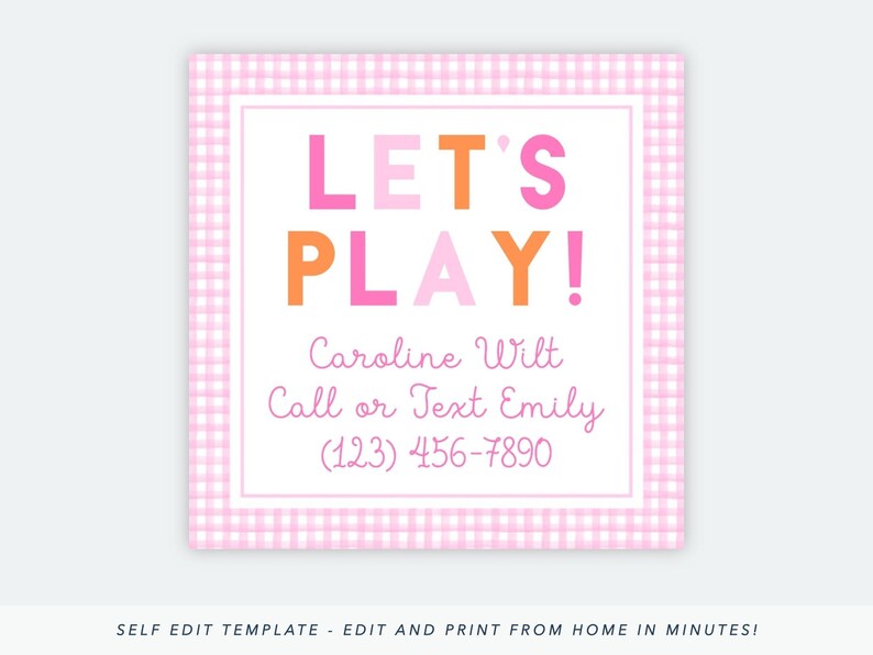 Printable Play Date Cards Kids Calling Cards Calling Cards - Etsy