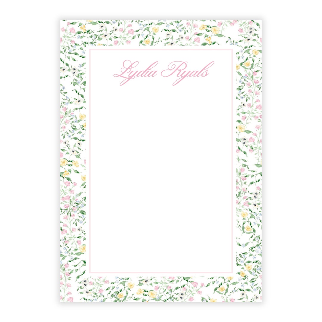Personalized Floral Notepad – 50 Sheet Custom Tear-off Pad With Name ...