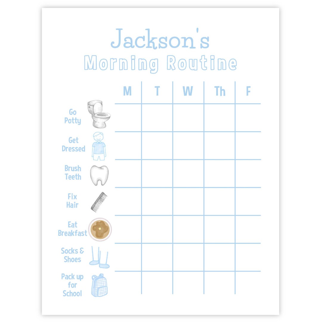 Printable Chore Chart, Chore Chart for Boys, Preschool Routine Chart ...