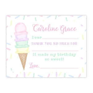 Printable Ice Cream Thank You Notes, Ice Cream Party Thank You Notes ...