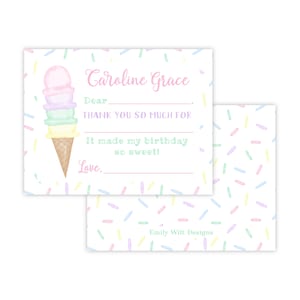Printable Ice Cream Thank You Notes, Ice Cream Party Thank You Notes ...