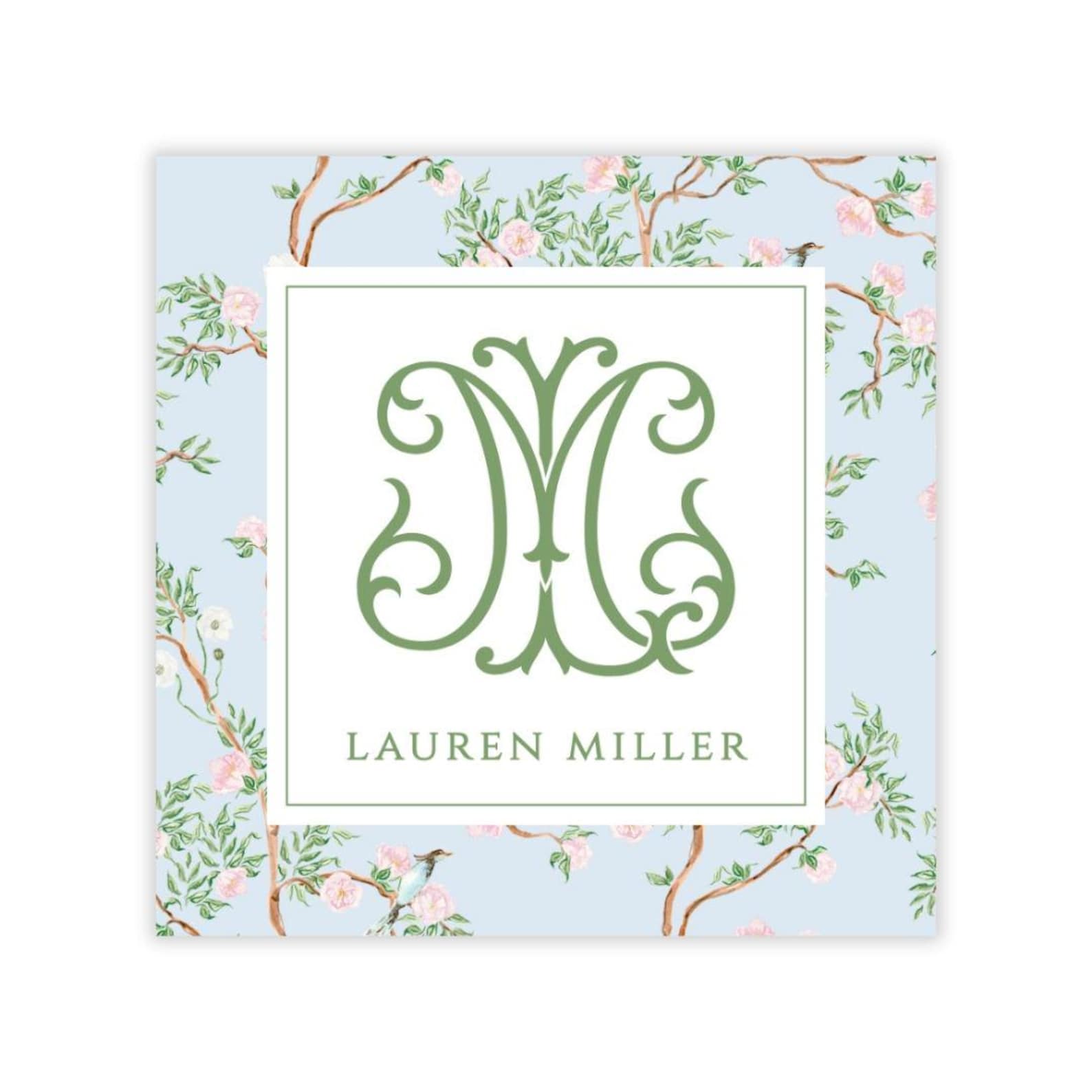 PRINTABLE Gift Tag Template | Blue Monogram Tags With Personalized Name ...