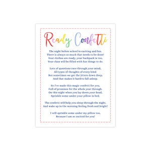 PRINTABLE Ready Confetti Poem | First Day of School Card for Kids ...