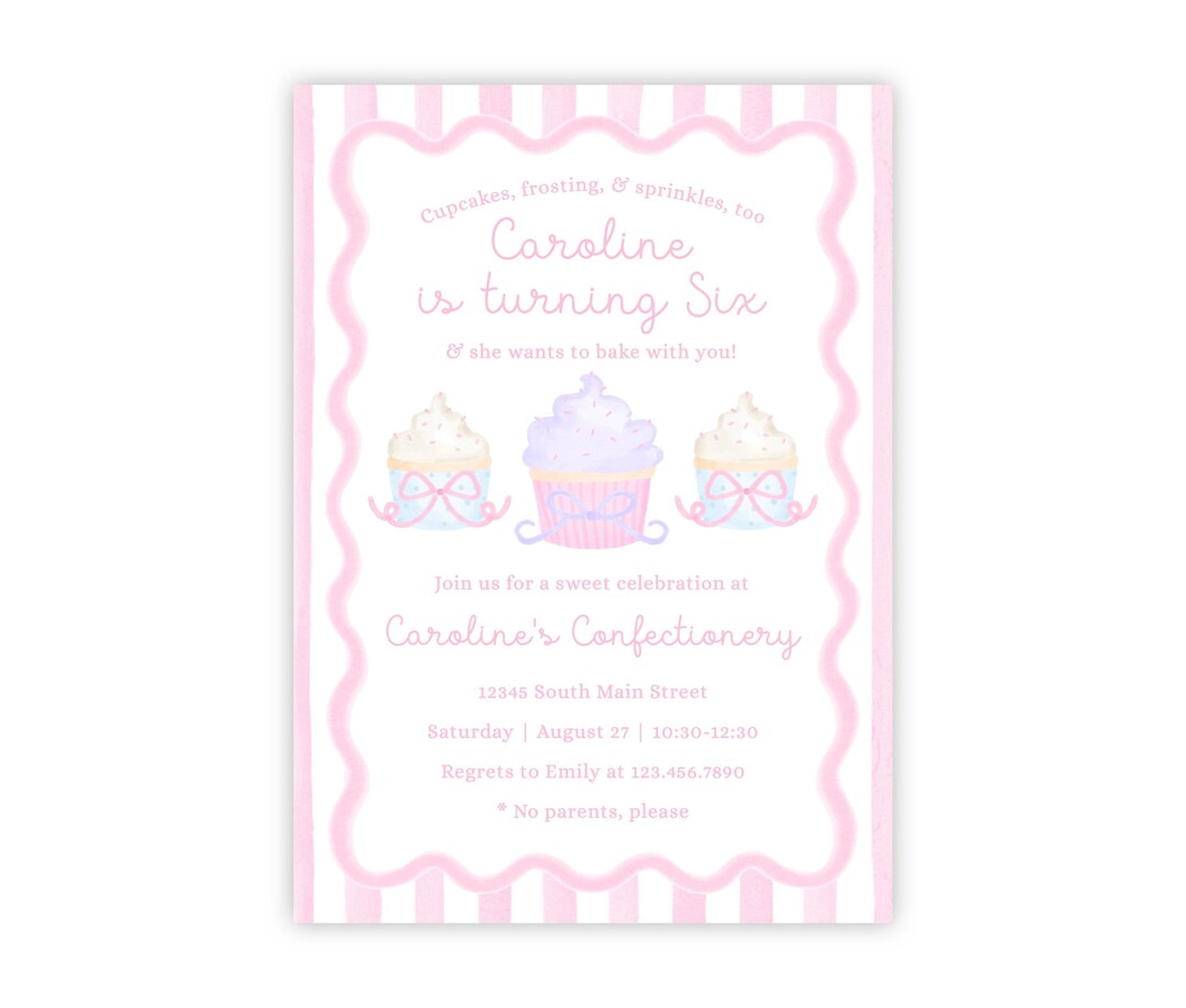 Printable Baking Birthday Party Invitation, Cupcake Party Invitation ...