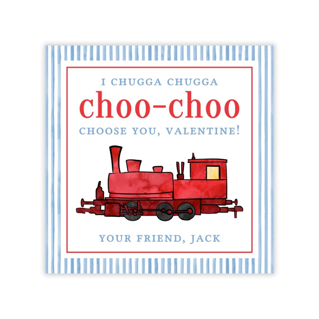 Printable Valentines Day Cards for Kids, Train Valentine Tags, Choo ...