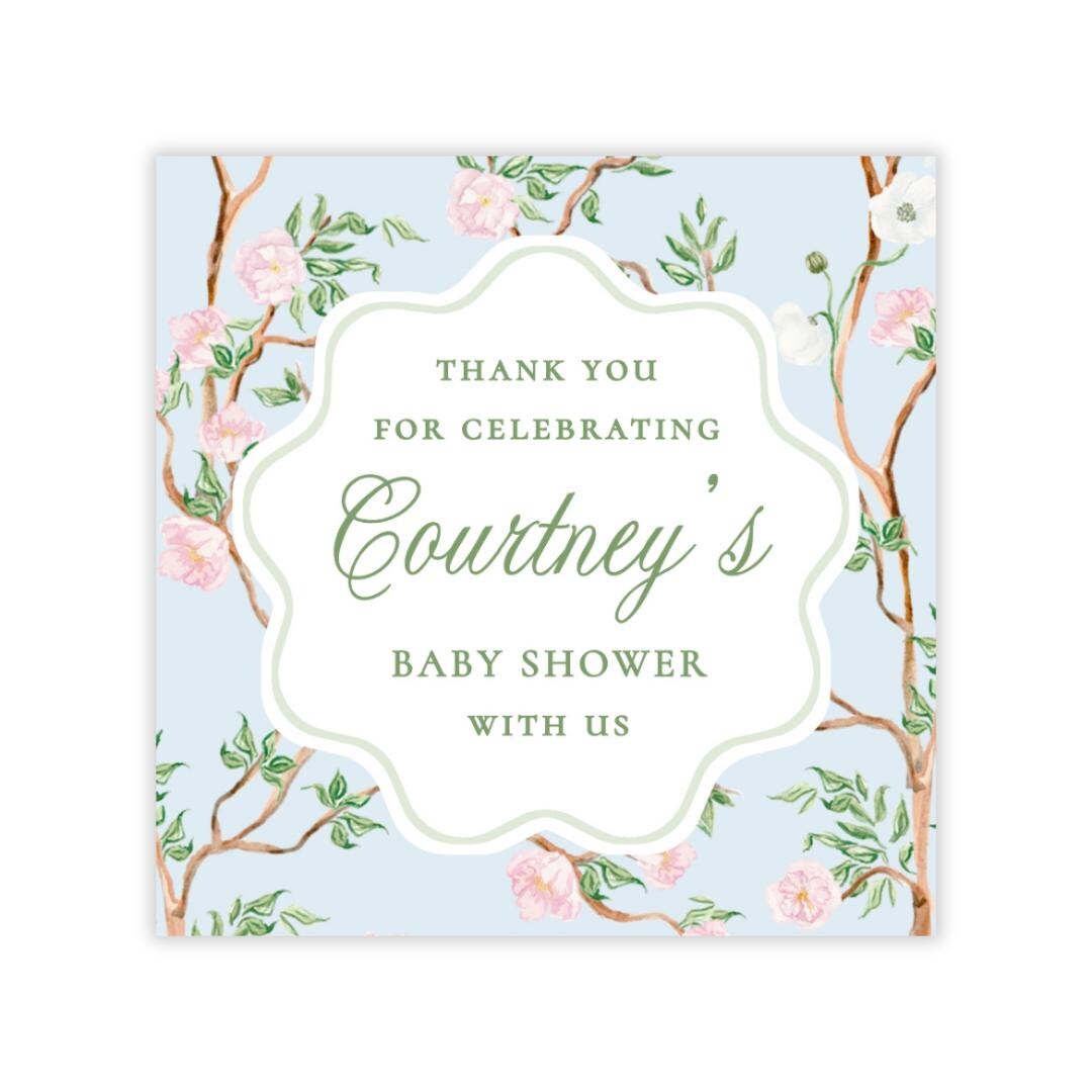 PRINTABLE Gift Tag Template | Blue Floral Baby or Bridal Shower Favor ...