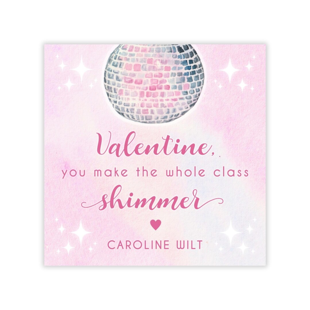 Printable Disco Ball Valentine Tag, Shimmer Valentine Card, Teen ...