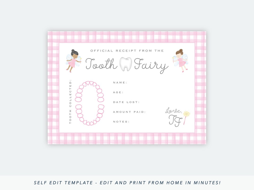 Printable Tooth Fairy Receipt Tooth Fairy Note Printable - Etsy