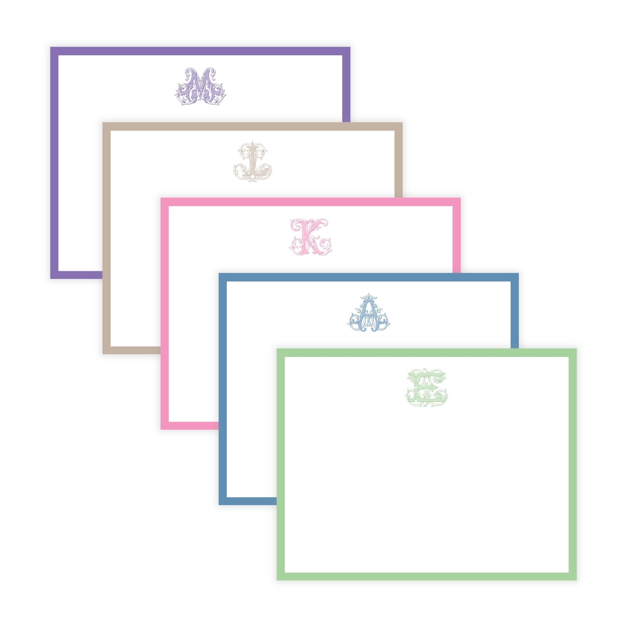 PRINTABLE Monogrammed Note Cards for Women | Custom Thank You Note ...
