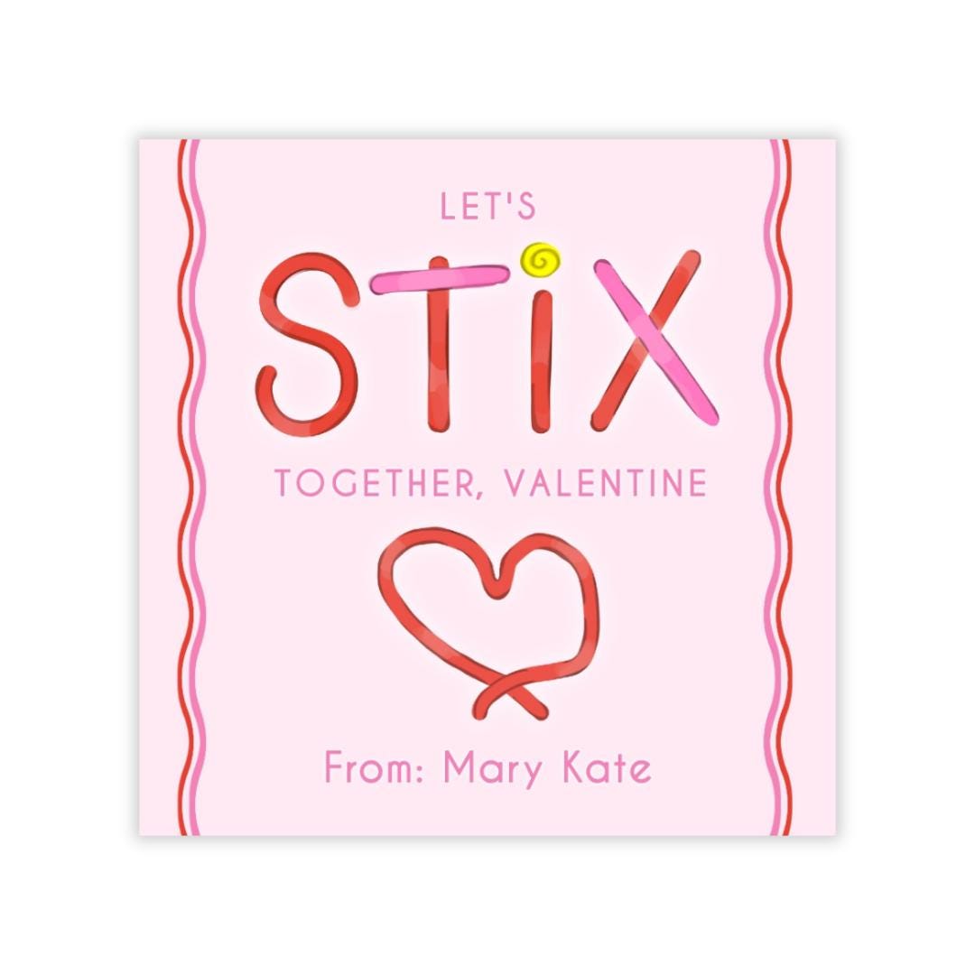 Printable Wax Stix Valentine Tags, Stix Valentine Stickers, Preschool ...