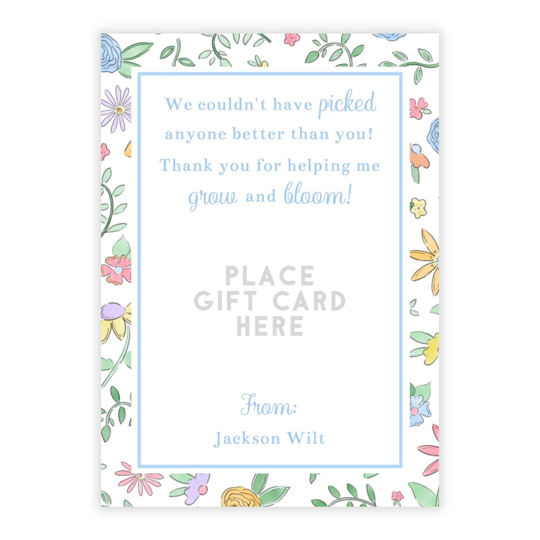 Printable Teacher Gift Card Holder Template, Teacher Appreciation Week ...