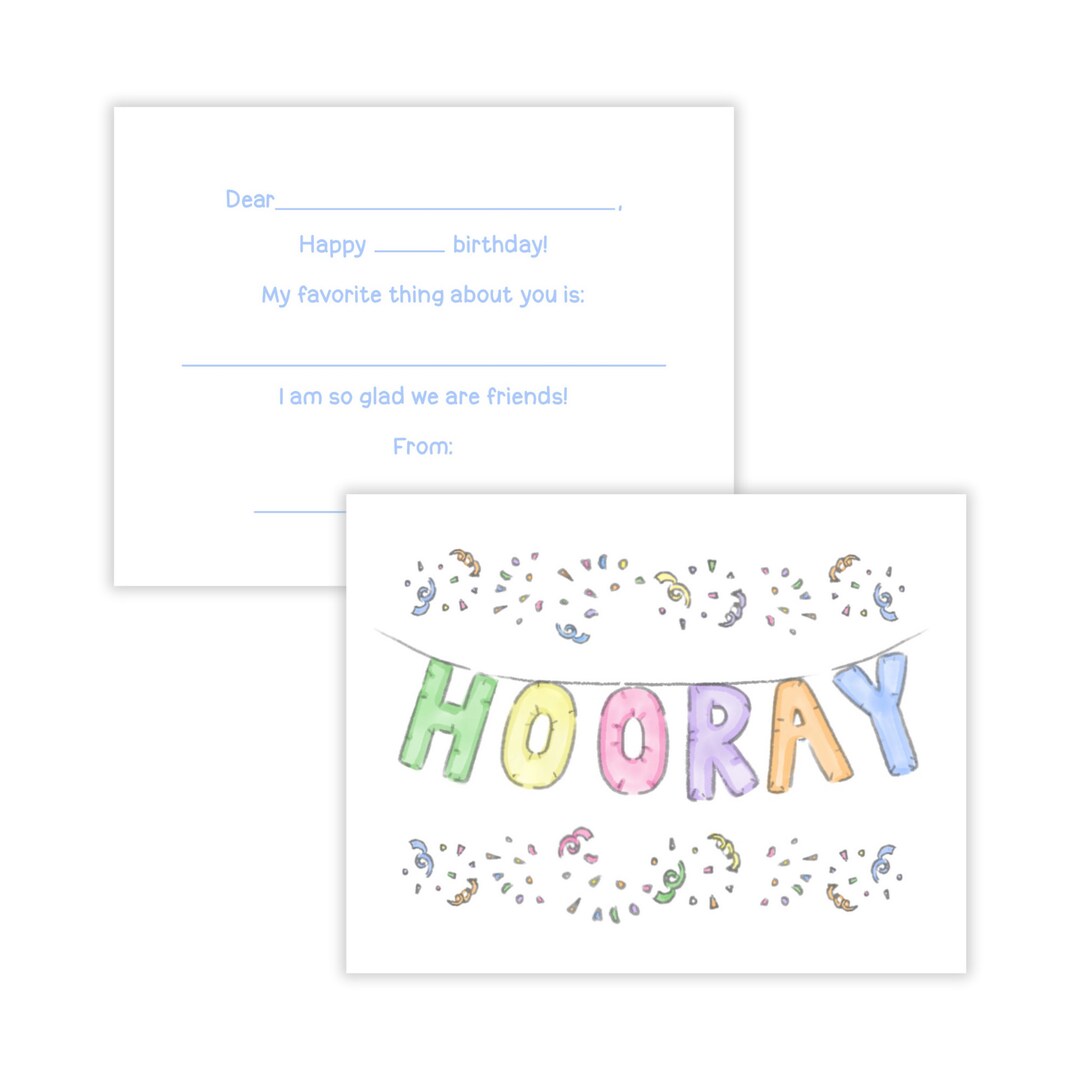 Printable Fill in the Blank Birthday Card for Kids, DIY Kids Birthday ...