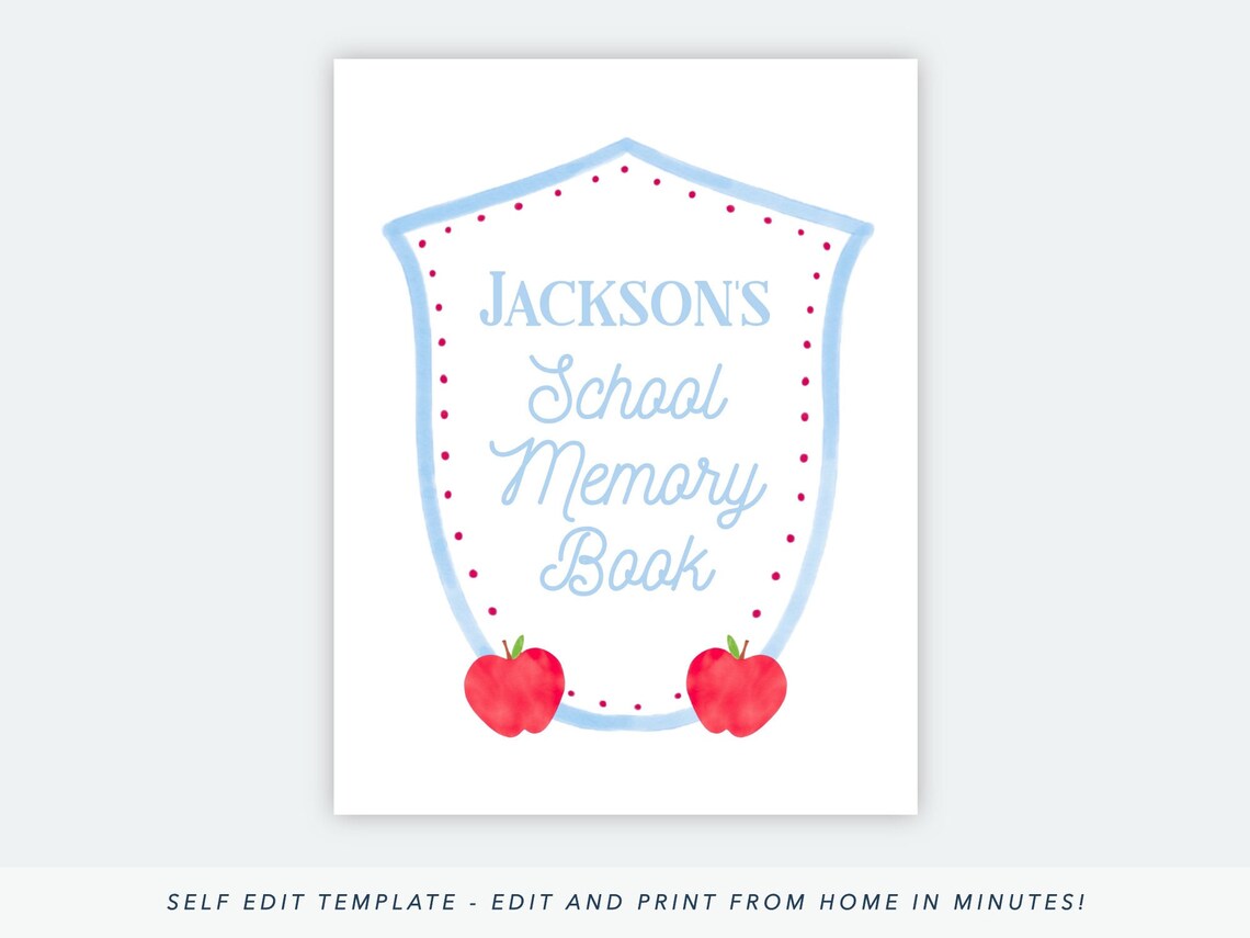 Printable School Memory Book Cover Page School Memory Box | Etsy