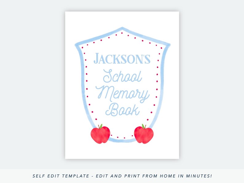 Printable School Memory Book Cover Page School Memory Box | Etsy