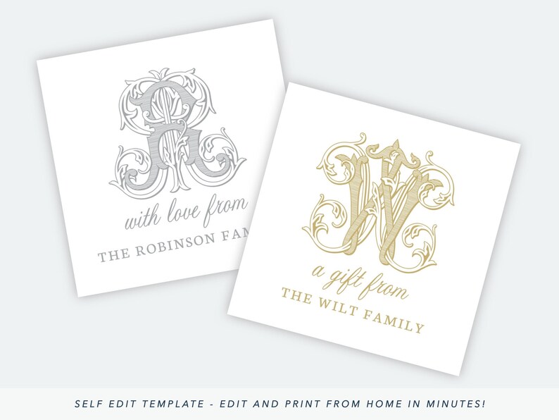 Printable Gift Tag Everyday Gift Tag Template Monogram Gift - Etsy