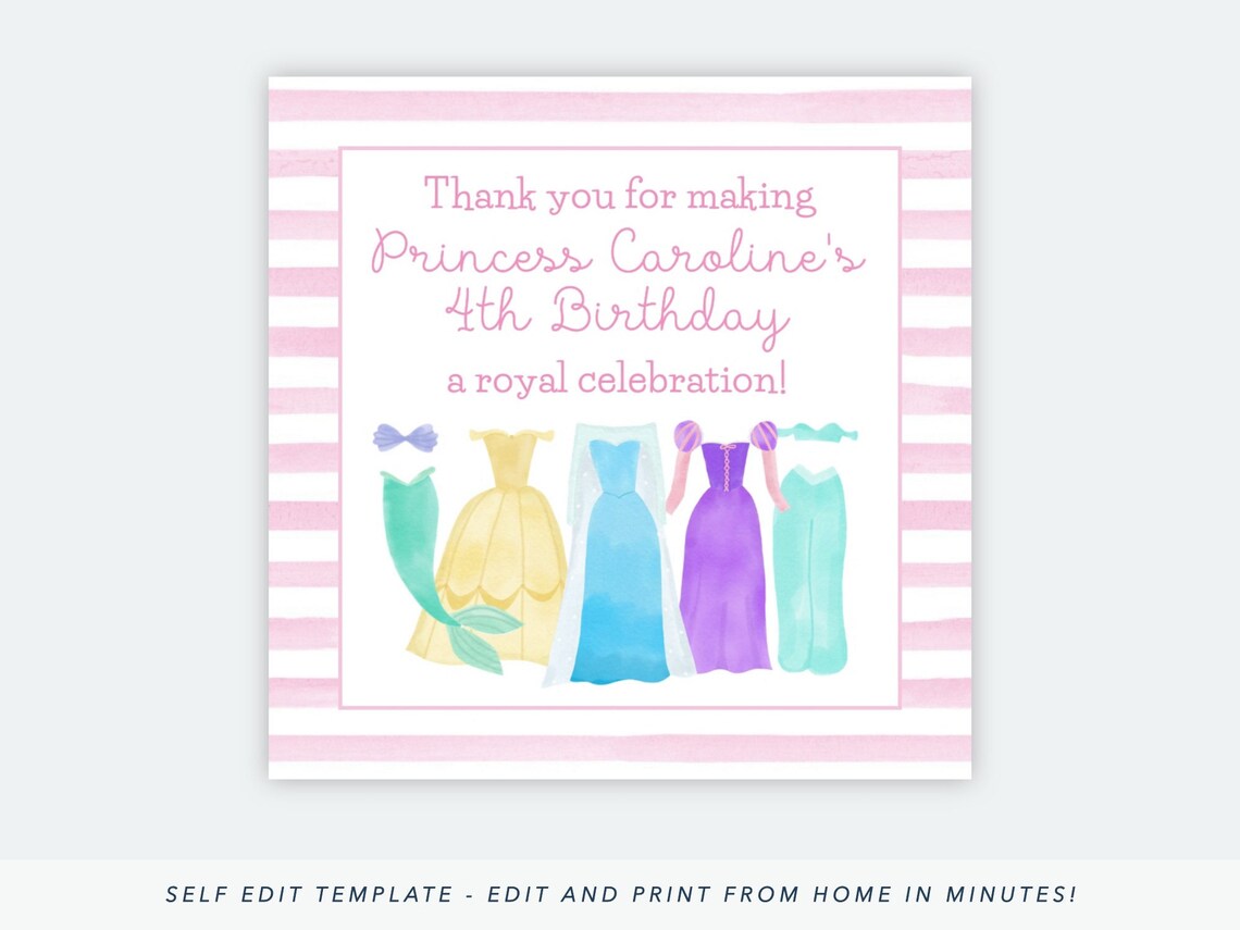 Printable Princess Favor Tags Princess Party Favor Tags - Etsy