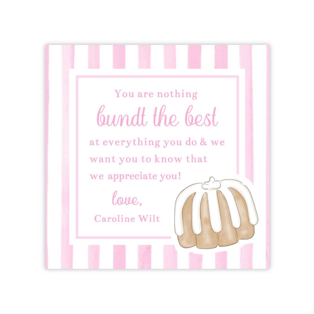 Printable Teacher Appreciation Gift Tag, Bundt Cake Gift Tag, Bundt ...