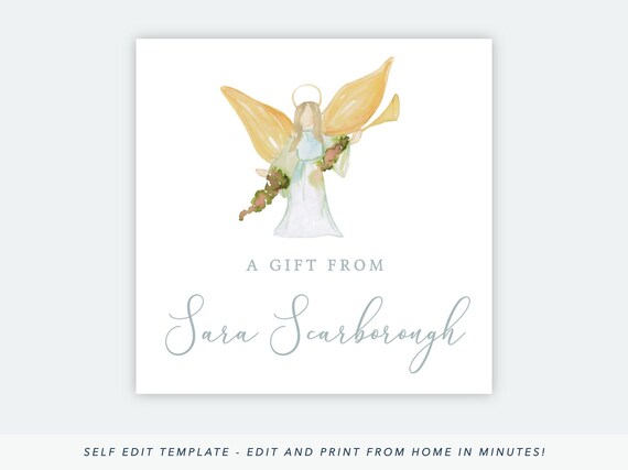 Printable Gift Tag Sympathy Gift Tags Watercolor Angel Gift | Etsy