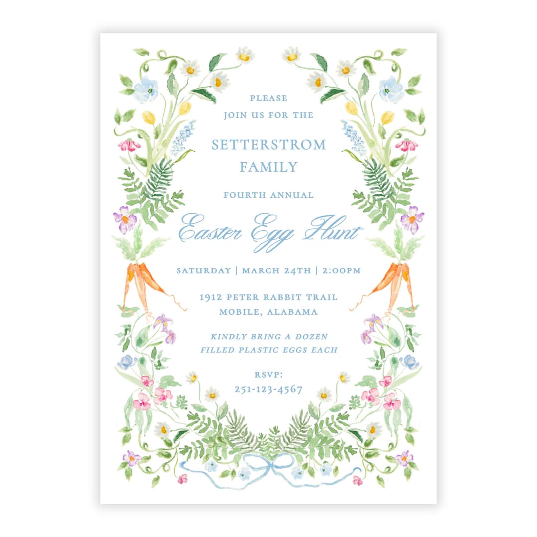 PRINTABLE Easter Egg Hunt Invitation | Self-edit Corjl Template ...