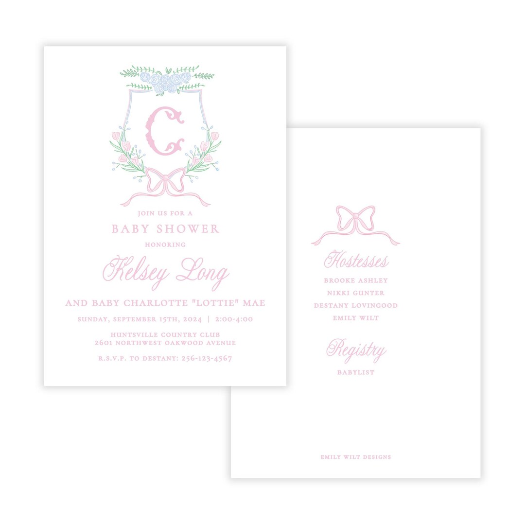 PRINTABLE Baby Shower Invitation Template by Emily Wilt Designs - Etsy