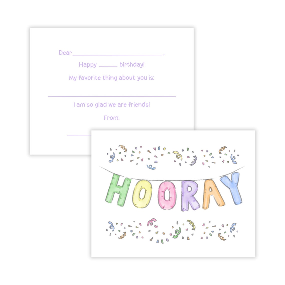 PRINTABLE Birthday Cards for Kids, Fill in the Blank Note Cards for ...