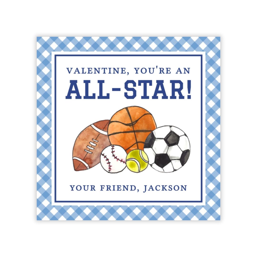 Printable Sports Valentines, All Star Valentine Favors, Football ...