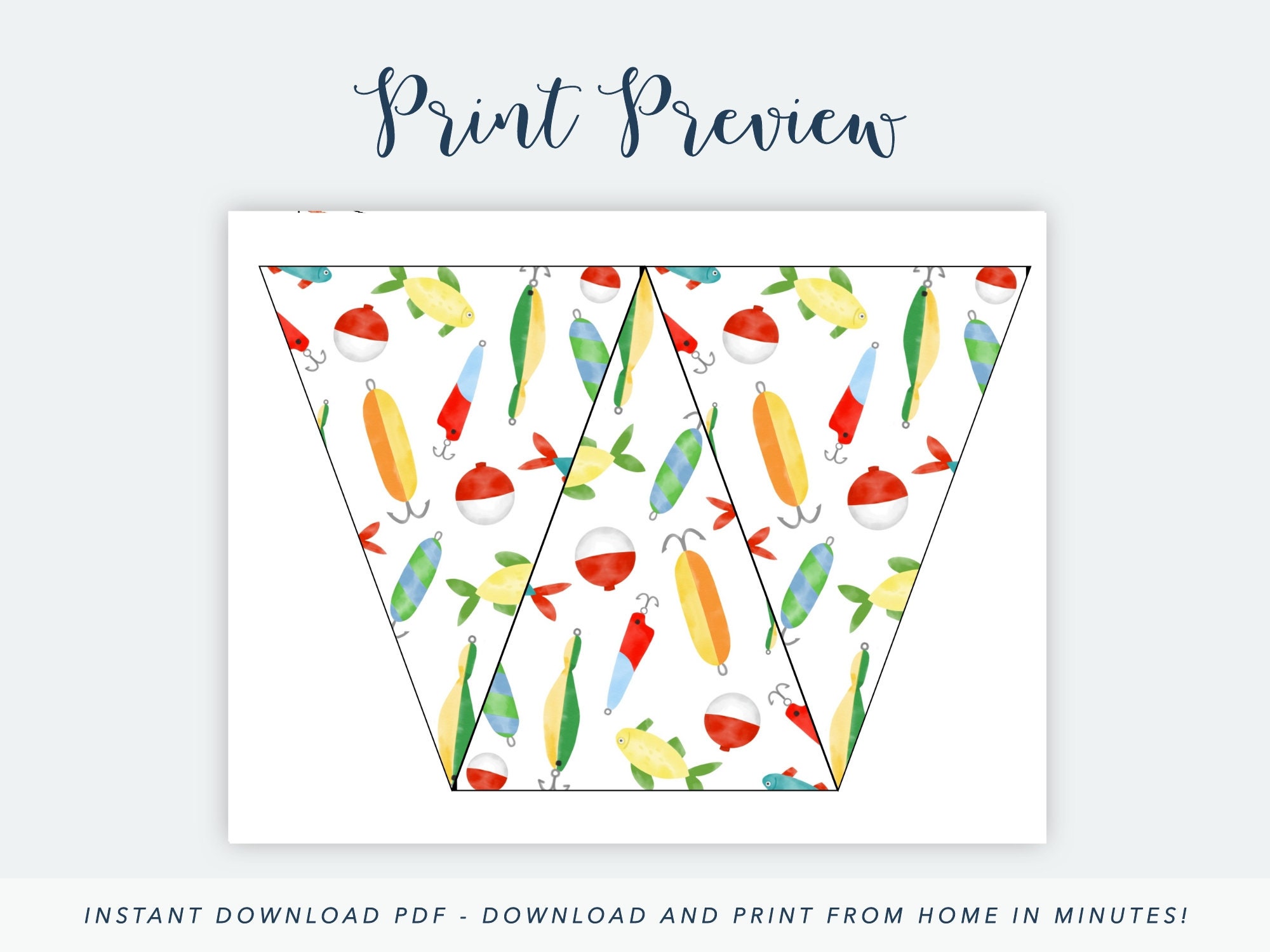 Printable Fish Birthday Party Bunting Fishing Birthday Party | Etsy