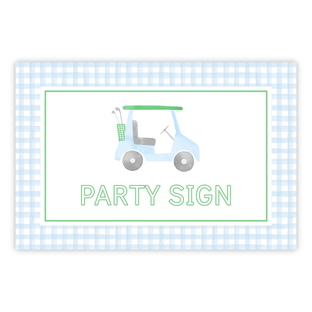 PRINTABLE 4x6 Golf Party Sign | Blue Gingham Golf Birthday Decor ...