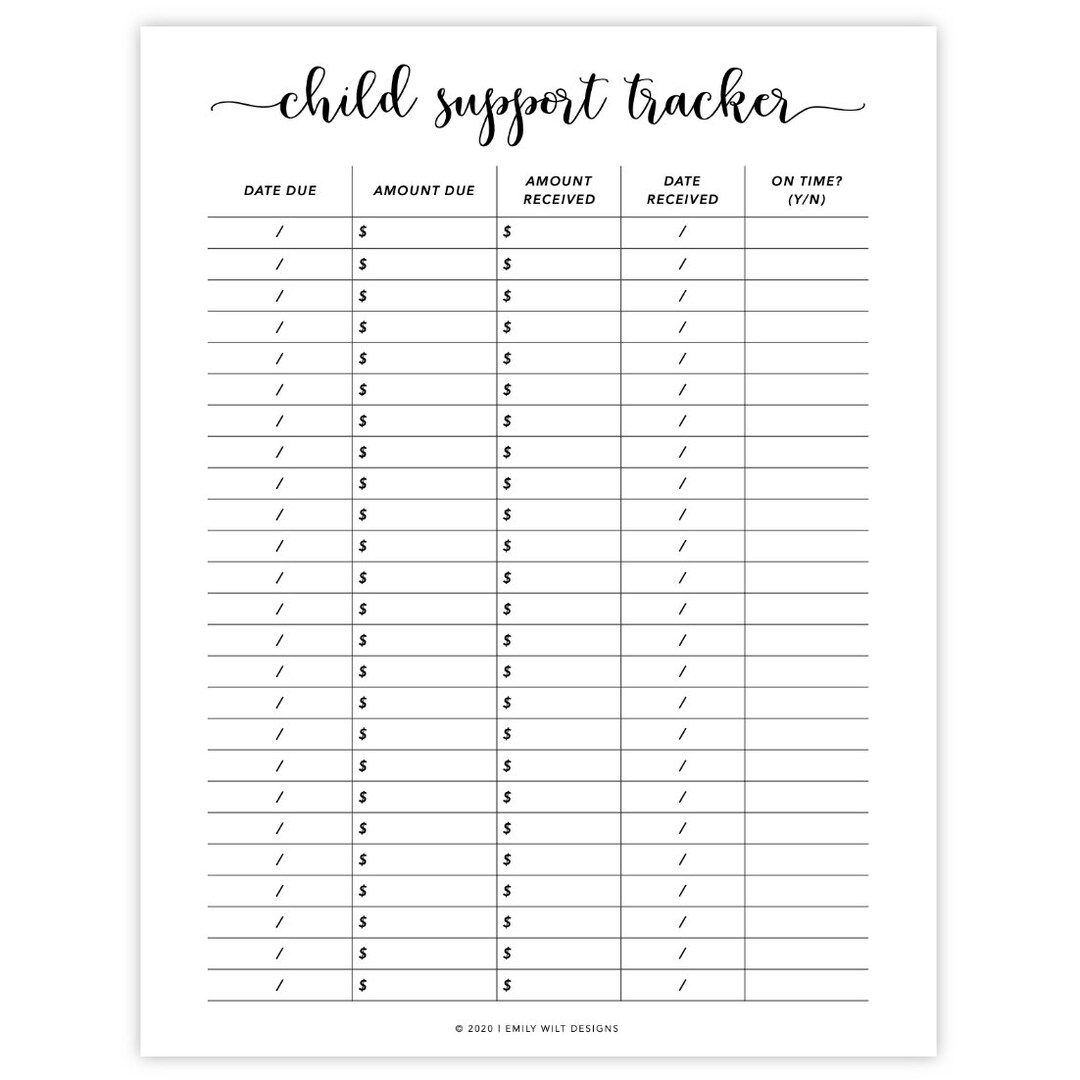 Child Support Tracker Printable, Child Support Tracking Printable ...