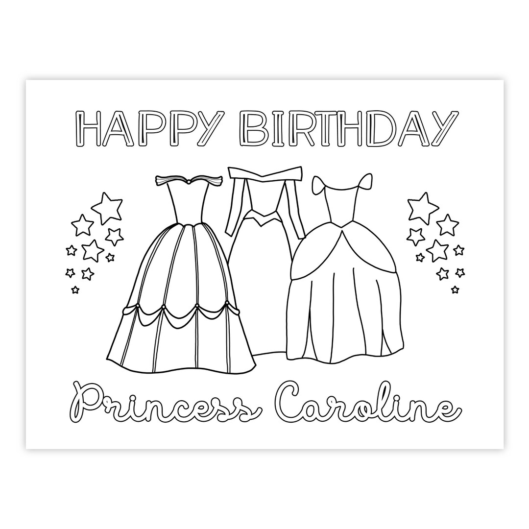 Printable Princess Birthday Coloring Page, Princess Birthday Party ...