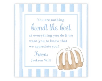 Printable Teacher Appreciation Gift Tag, Bundt Cake Gift Tag, Bundt ...