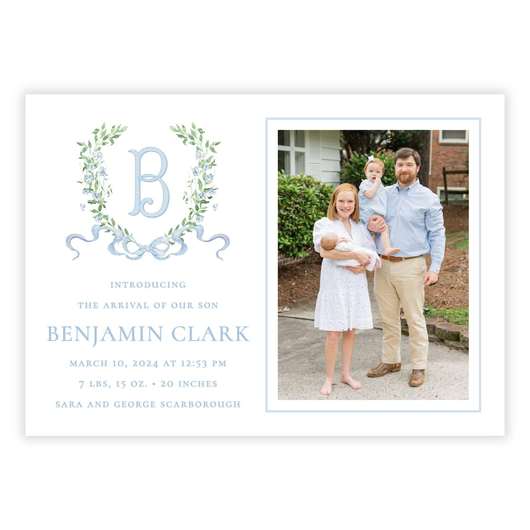 PRINTABLE Baby Boy Birth Announcement | Editable Corjl Template ...