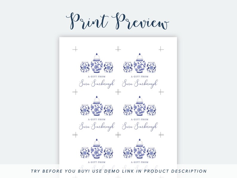 Printable Ginger Jar Gift Tag Watercolor Ginger Jar Tags - Etsy