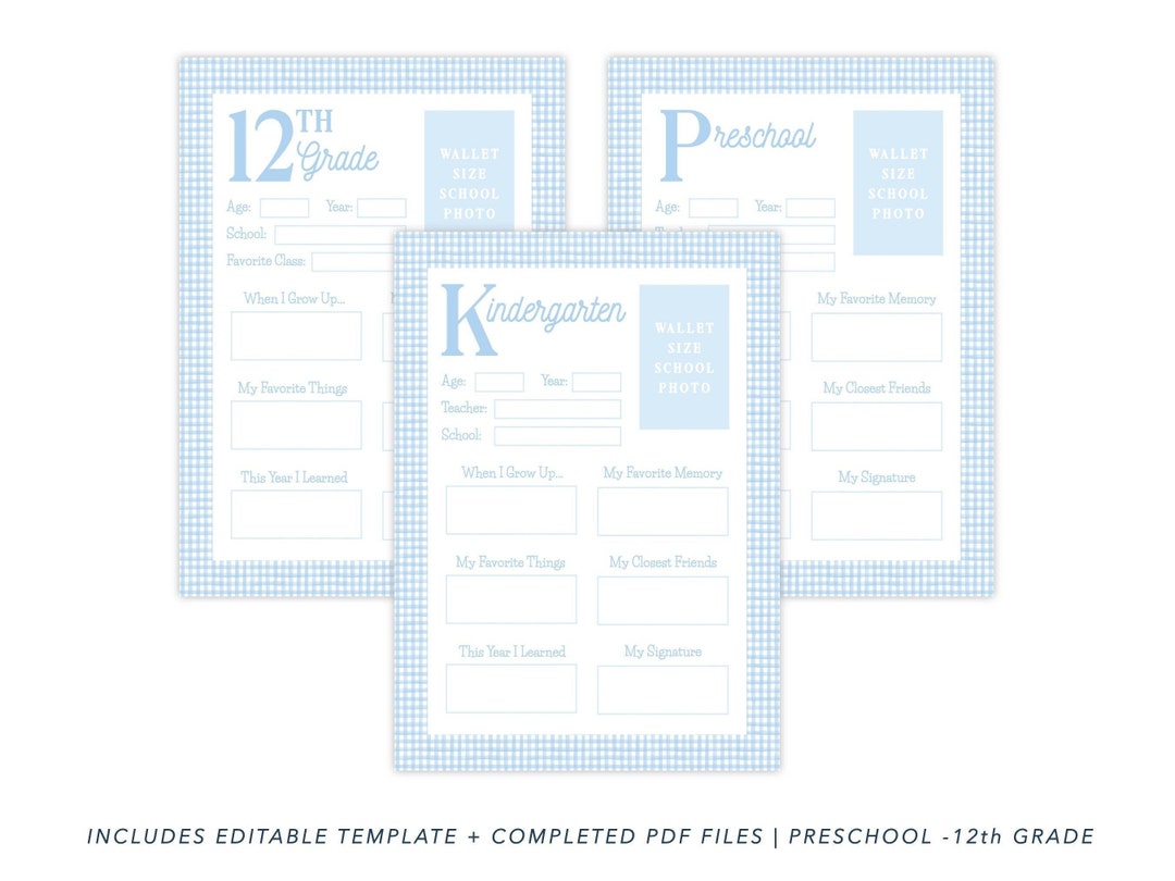 Printable School Memory Pages K–12 | Editable School Memory Book ...