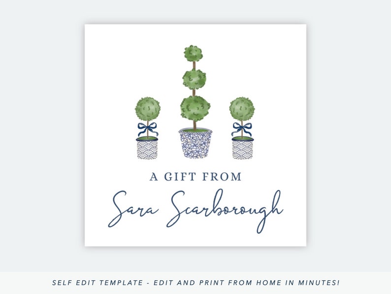 Printable Topiary Gift Tag Watercolor Topiary Tags | Etsy