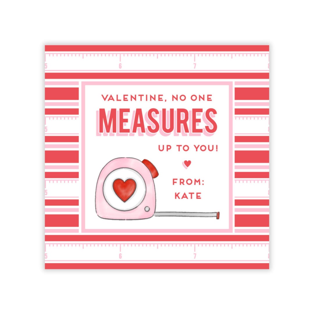 PRINTABLE Tape Measure Valentine Tags for Kids, Editable Tool Valentine ...