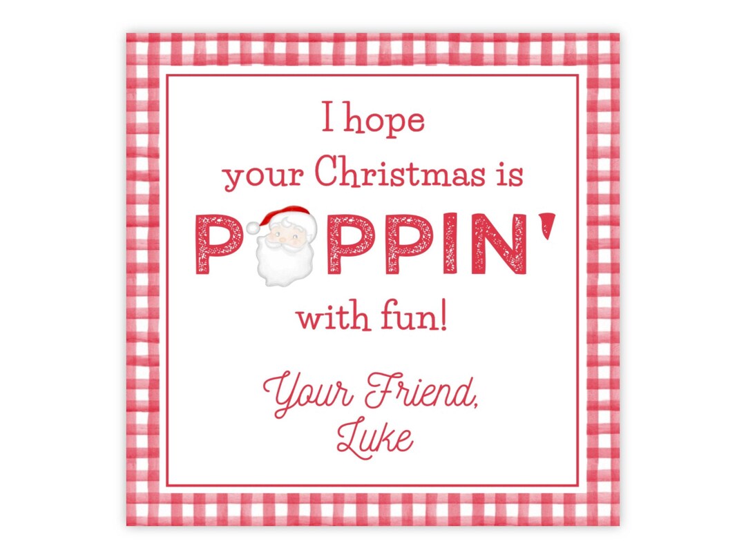 Printable Christmas Gift Tag, Poppin Christmas Tags, Pop It Christmas ...