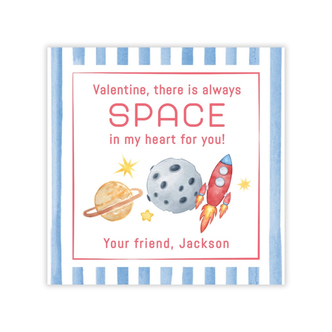 Printable Valentines Day Cards for Kids, Outer Space Valentine Tags ...