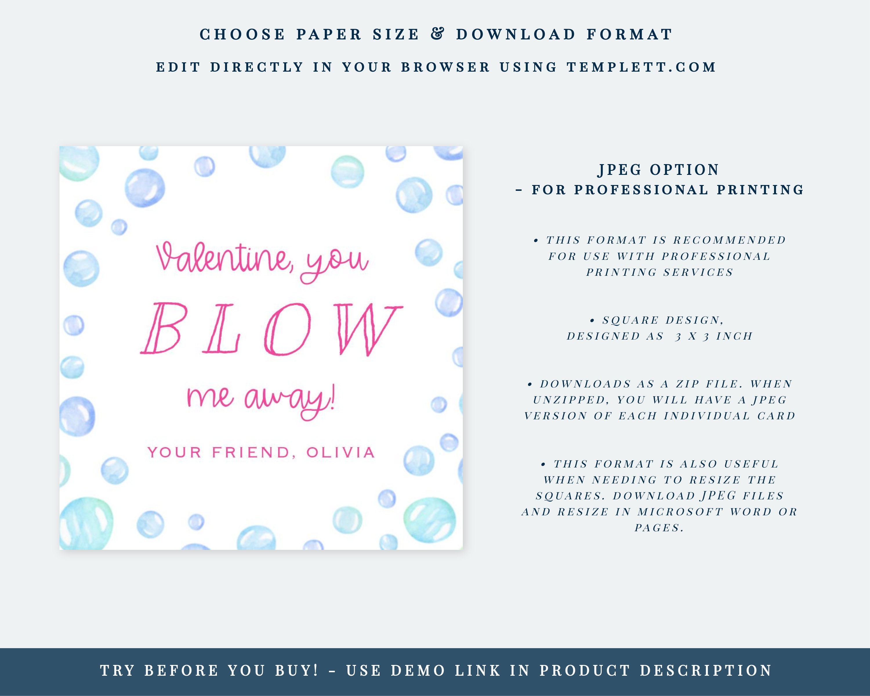 You Blow Me Away Bubble Gift Tag Printable