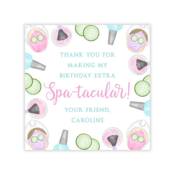 Personalized Spa Birthday Favor Tags - Etsy